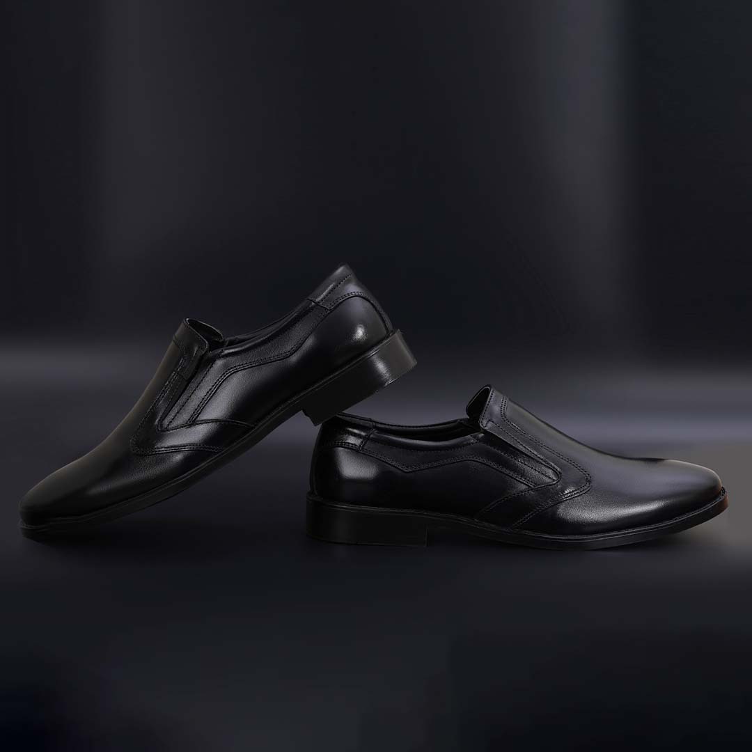 Plain Black Leather Formal Shoes