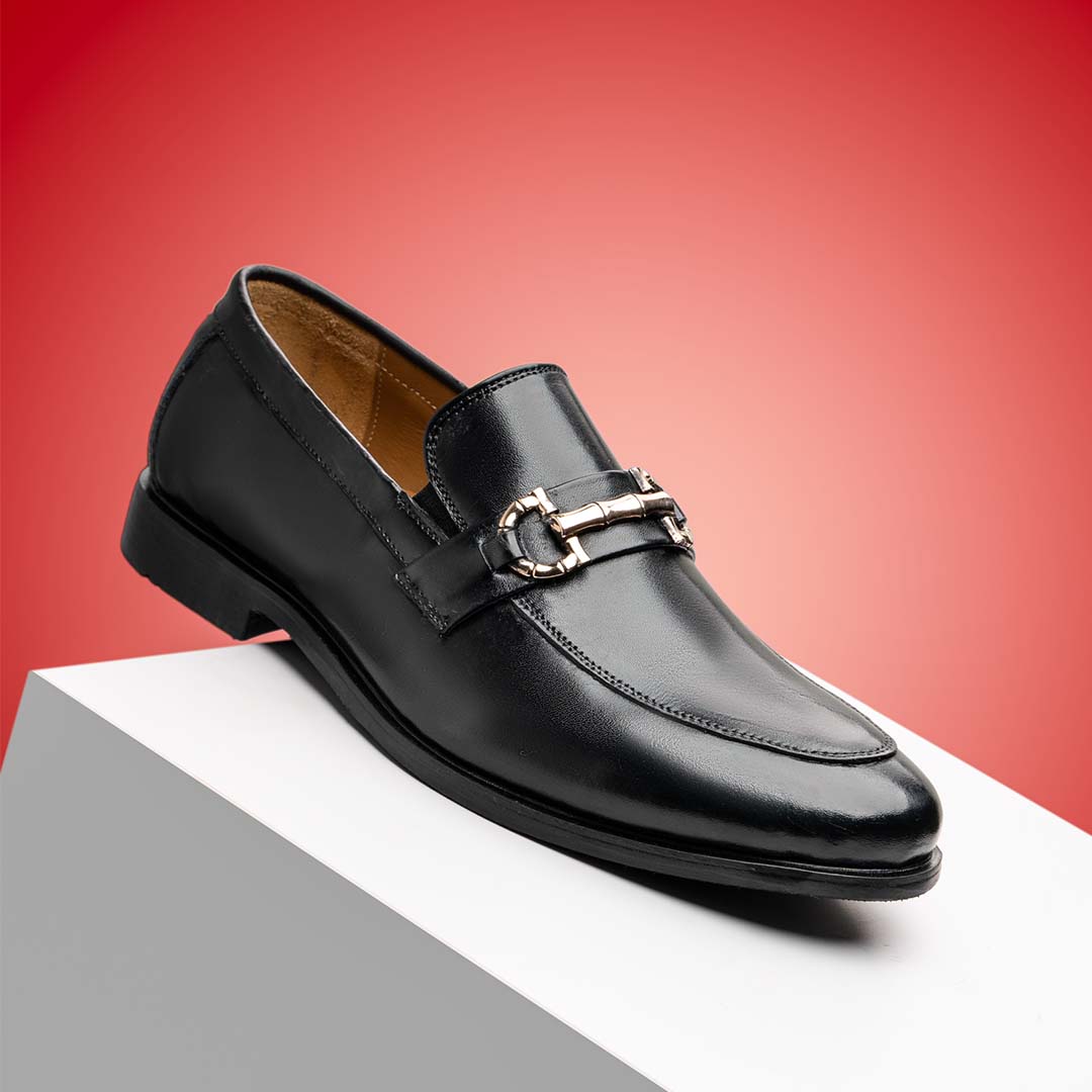 Black Buckle leather loafer