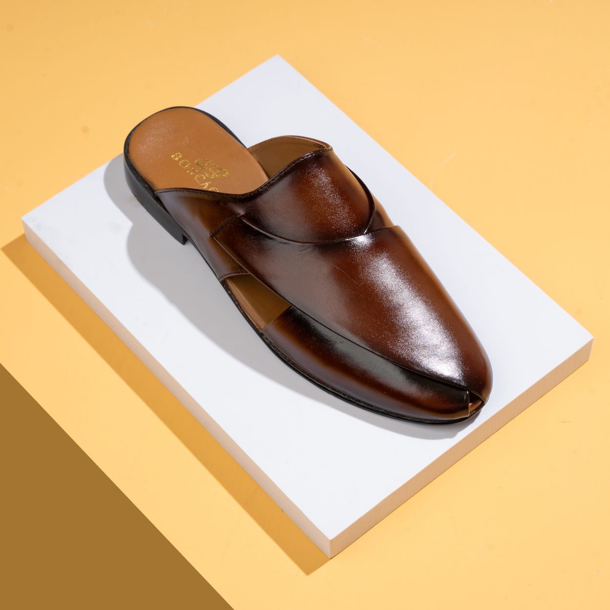 Brown Leather Mule For Men